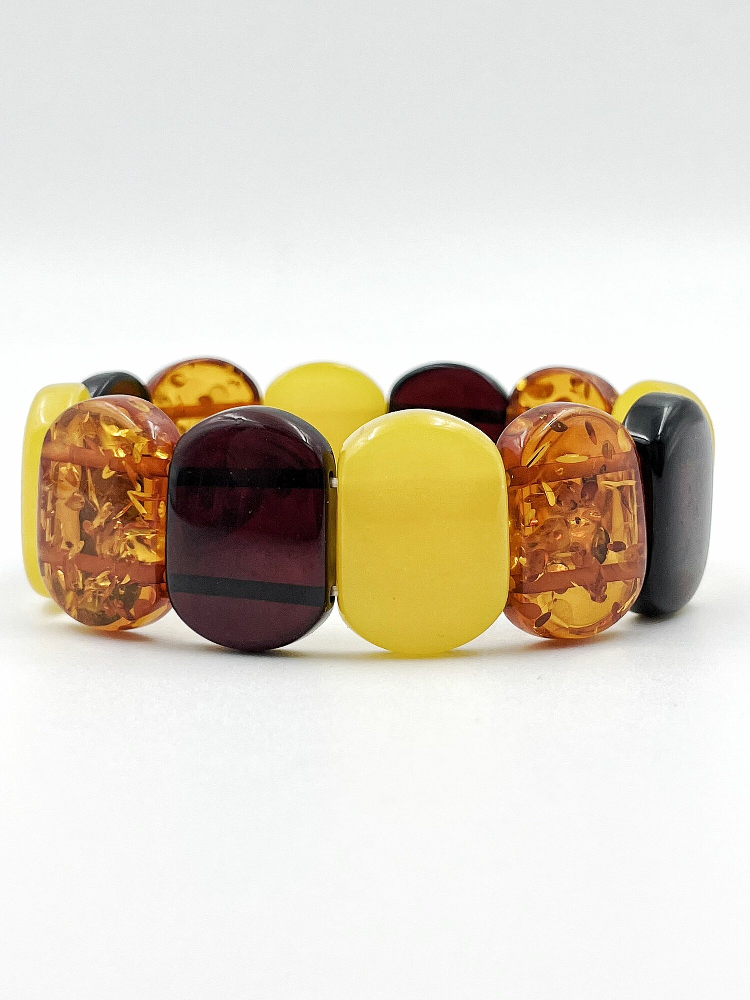 Браслет-манжета, янтарь прессованный