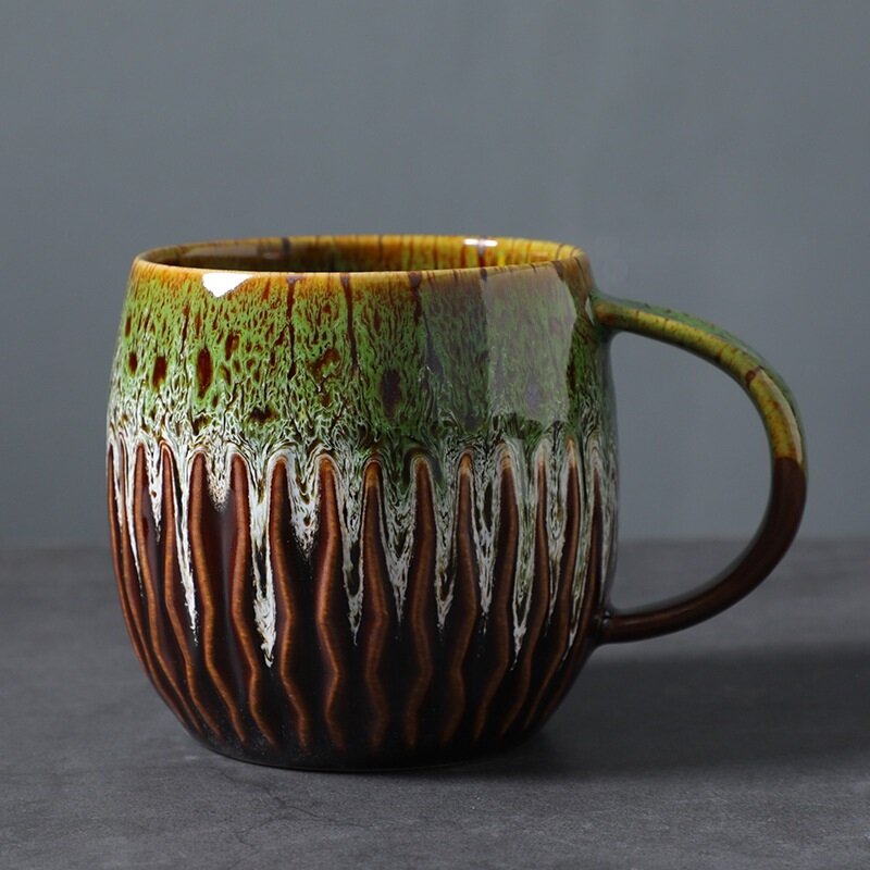 600 мл керамическая глазурованная ретро кружка / Высококачественная чашка для завтрака, подвергнутая обжигу в печи