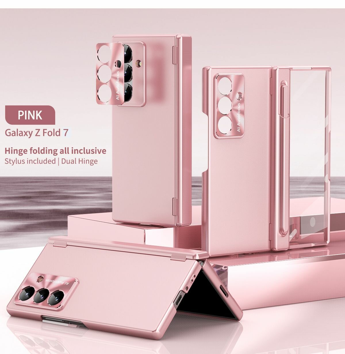 Подходит для Samsung Galaxy Z Fold7 / Самсунг Галакси Z Fold 7 Чехол для смартфона, С ручкой от руки, складной подставкой для телефона и защитной пленкой для экрана, Z Fold7, подставка, soft touch