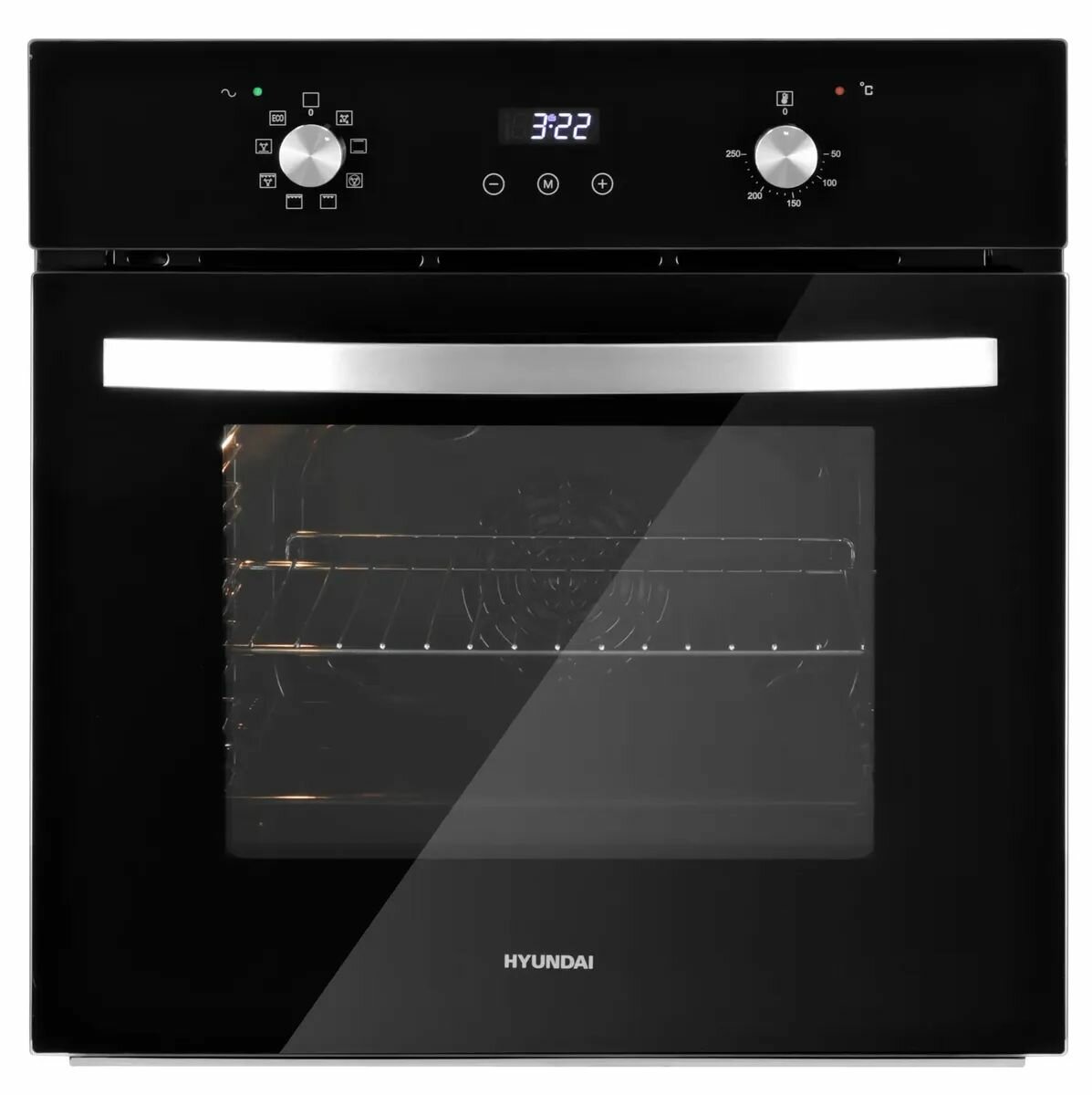 Духовой шкаф Hyundai HEO 6647, эмаль легкой очистки, конвекция, гриль, 68л, черный