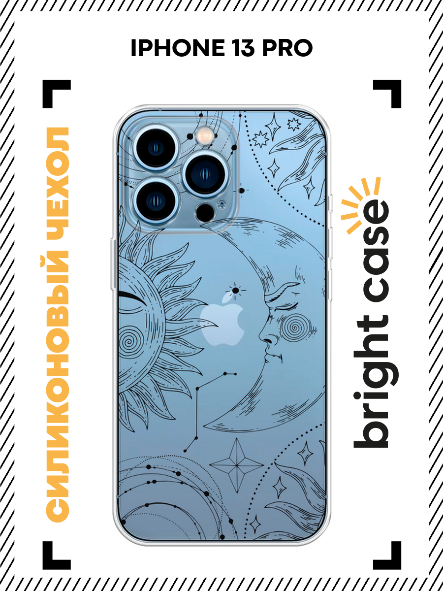 Чехол на Apple iPhone 13 Pro / Айфон 13 Pro с принтом Астральные лики, прозрачный