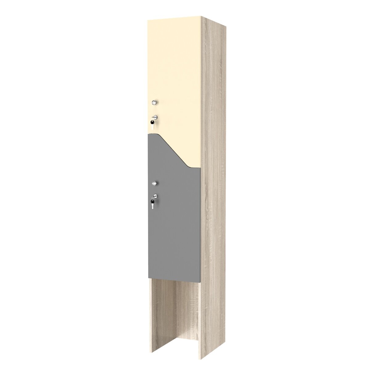 Шкаф для раздевалок стандарт-элегия №3-1А, Дуб сонома + Темно-серый + Крем Вайс