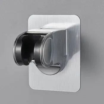 Держатель для лейки душа, самоклеящийся, серебристый, глянцевый.