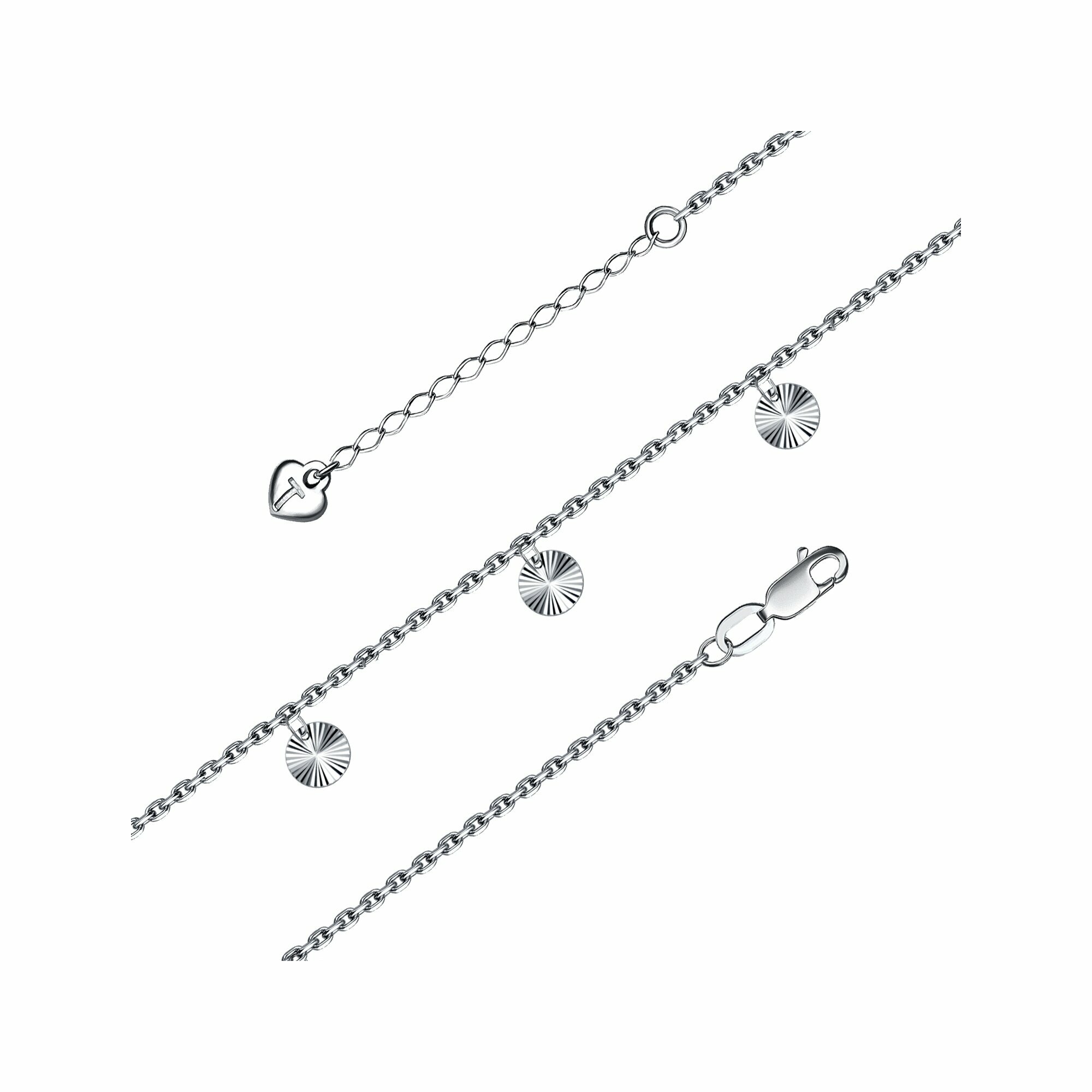 Браслет-цепочка, серебро, 925 проба, родирование