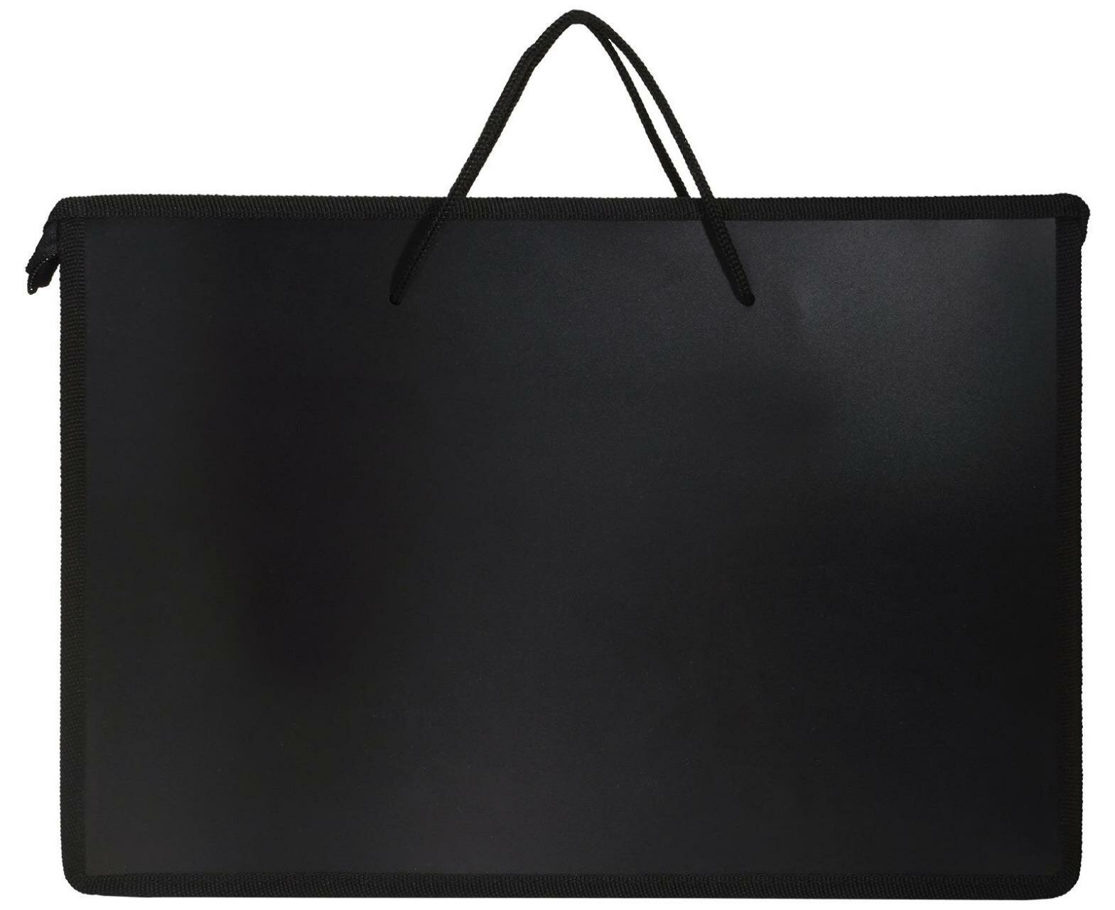 Папка для труда с 2 ручками А4 широкая Creativiki черная, пластик, полиэстер, молния сверху, универсальная