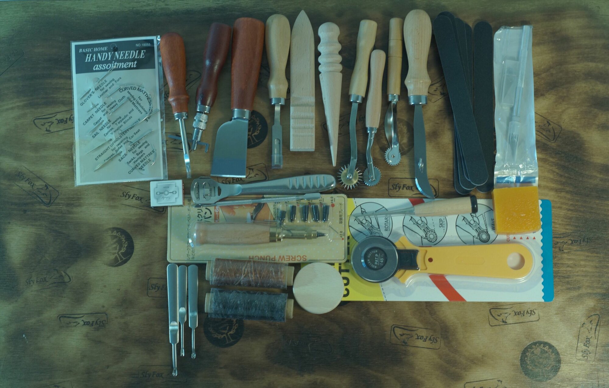 Набор инструментов кожевника "Набор кожевника #1", дерево, сталь, 16 шт