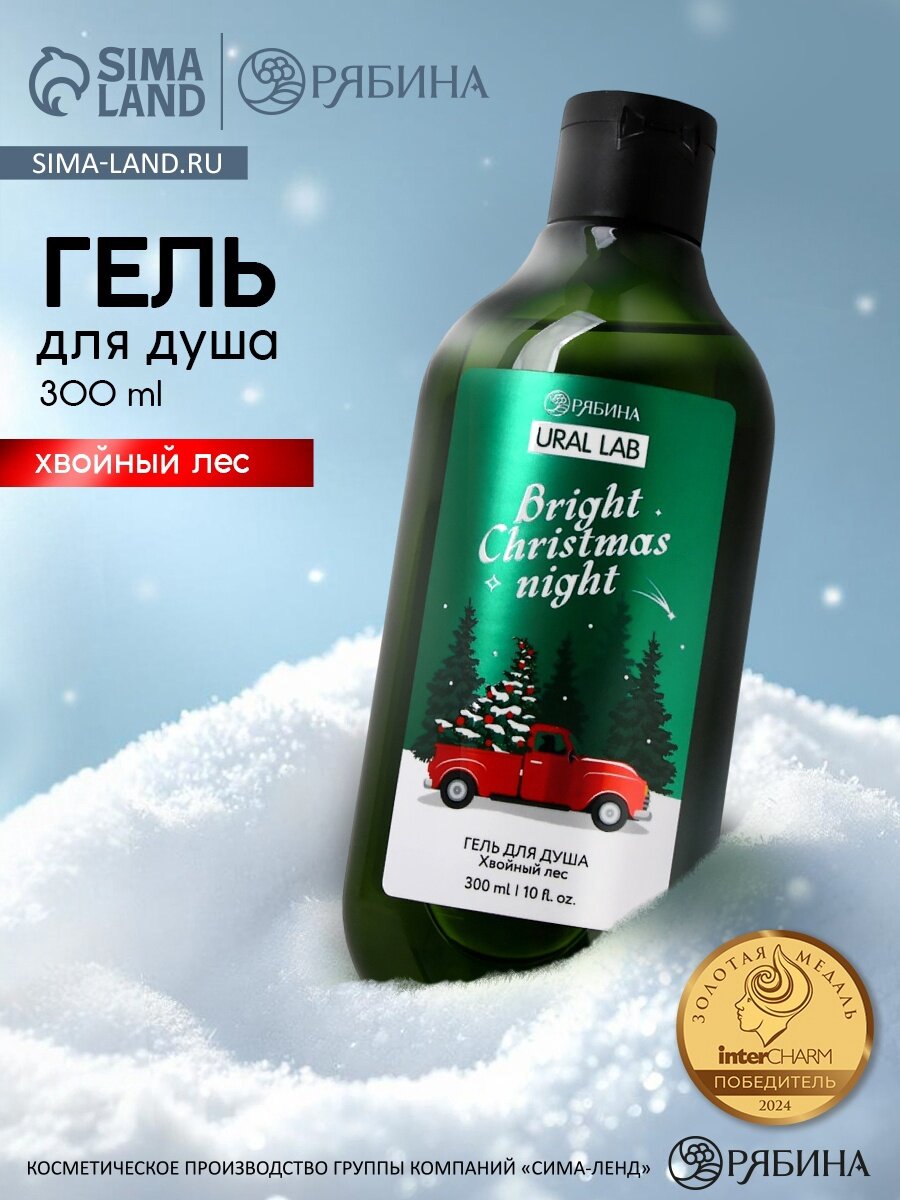 Гель для душа, 300 мл, Bright Christmas night, аромат: хвойный лес, Ural Lab Winter Melody