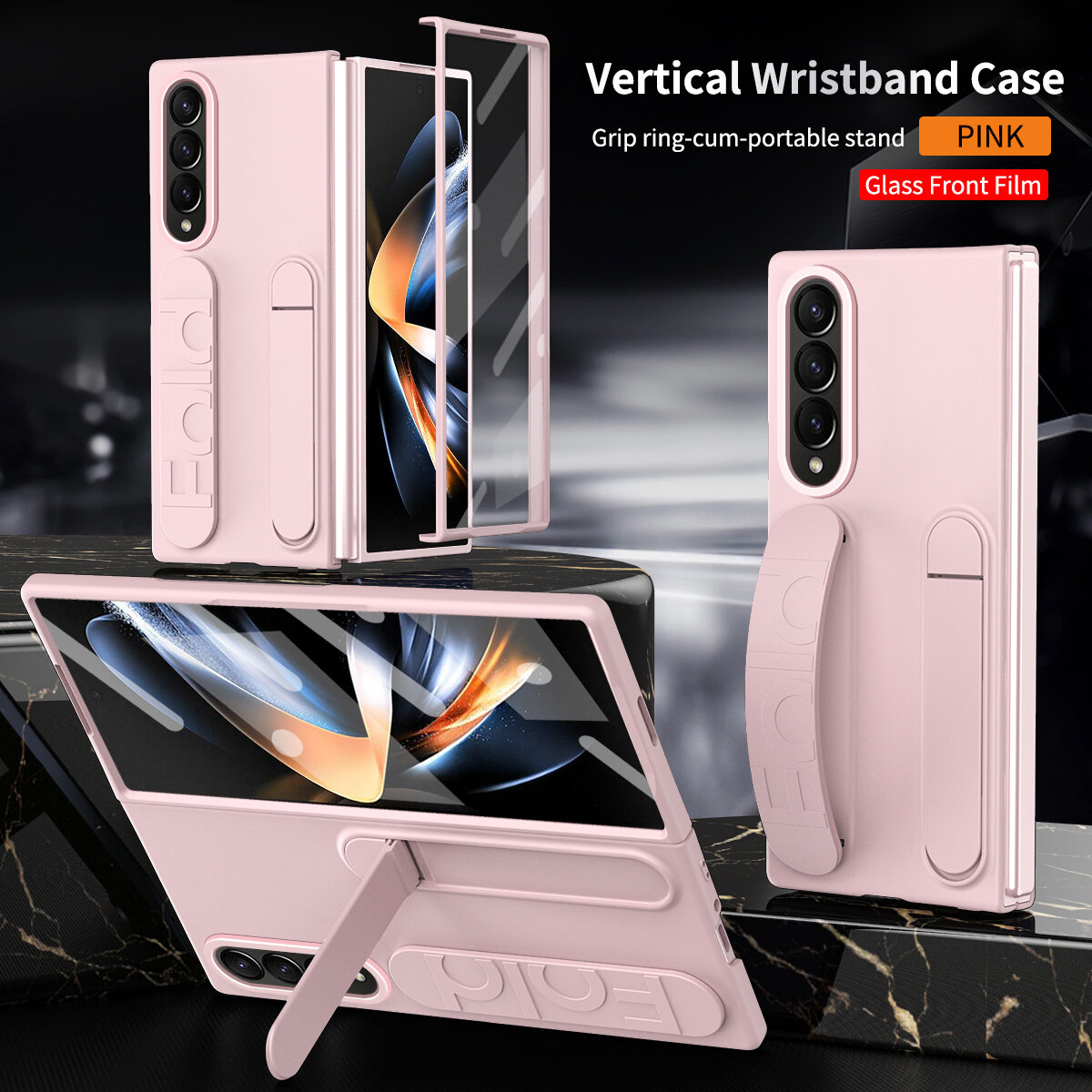 Подходит для Samsung Galaxy Z Fold3 / Самсунг Галакси Z Fold 3 Чехлы для телефонов эластичный браслет, Z Fold3, подставка, необычная форма,360° Полная защита, накладка, резина, пластик, стекло,