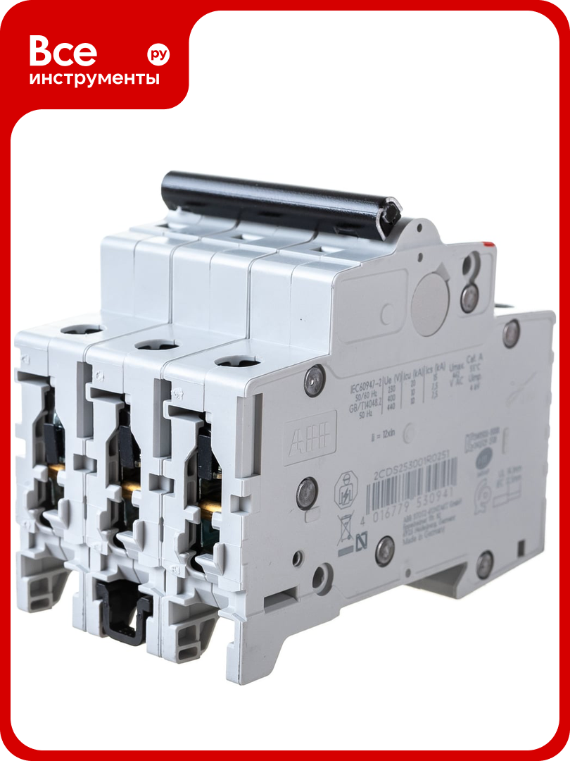 Автоматический, ABB, выключатель ABB 3-полюсной S203 D25 2CDS253001R0251