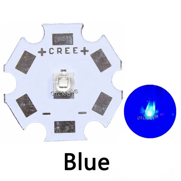 OTdiode Cree 5W XPE2 светодиоды 3 Вт Синий, Blue, 20mm Aluminum PCB