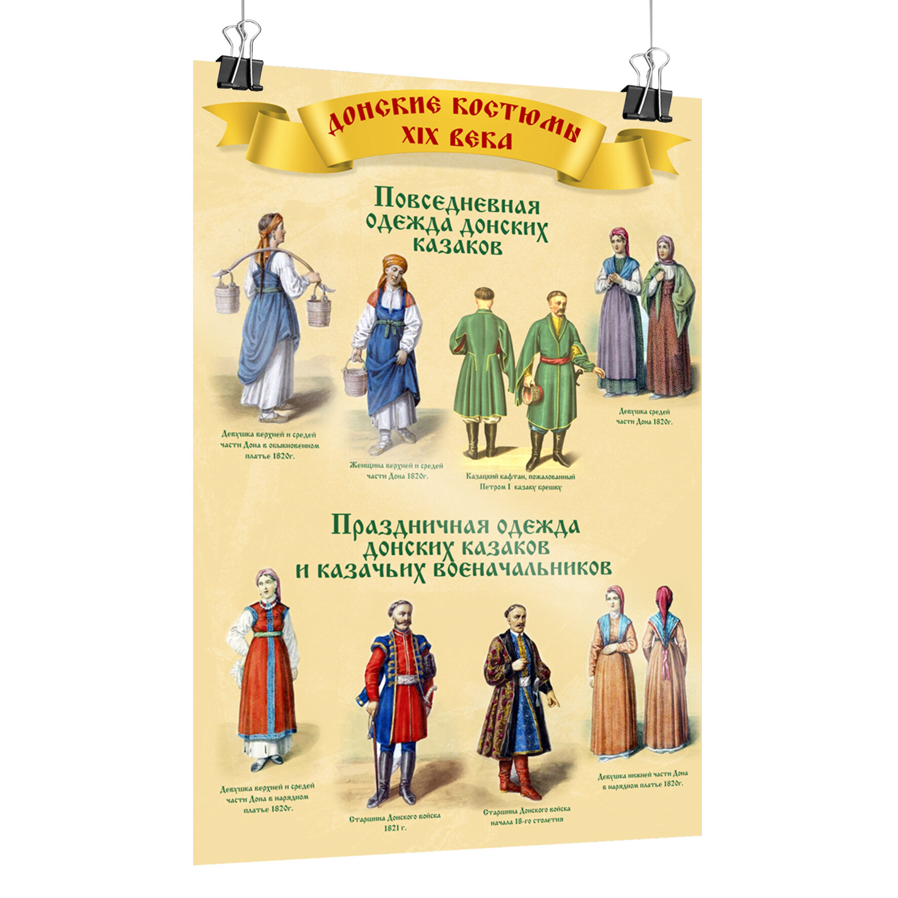 Плакат по казачеству "Донские костюмы казаков XIX века" / А-2 (42x60 см.)