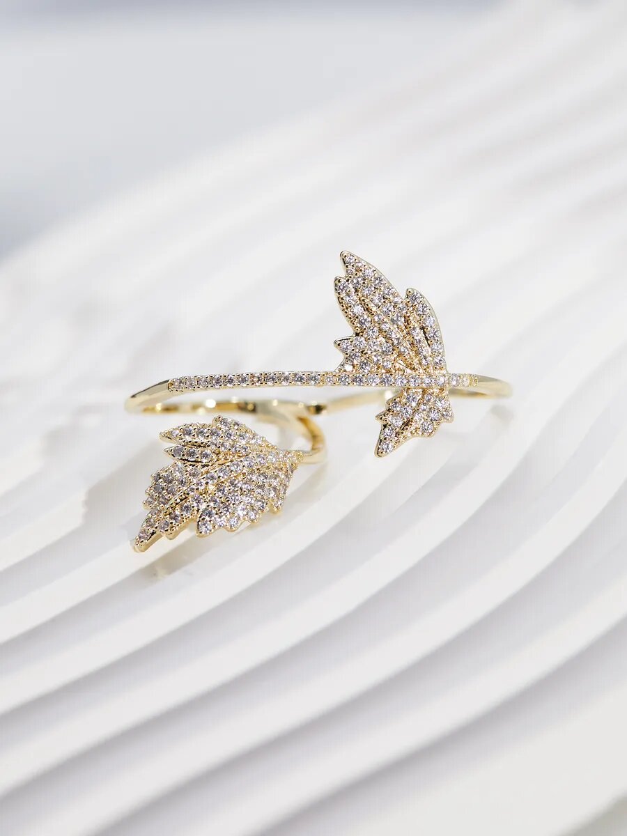 Кольцо на два пальца, фианит, циркон, кристалл