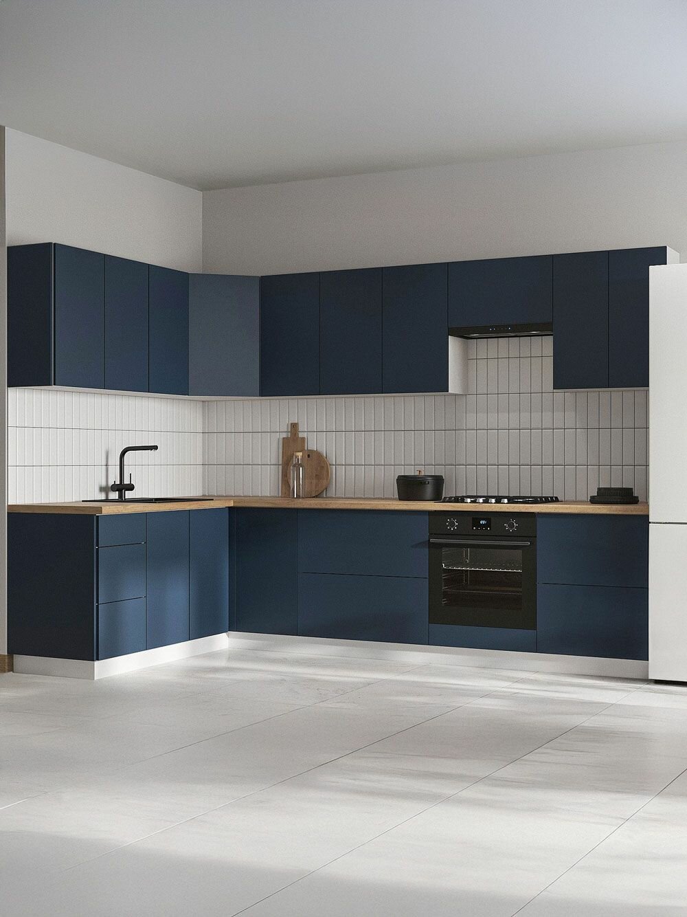 Кухонный гарнитур угловой Тандем 3х1.8 м, мебель для дома и кухни, Белый / Океания