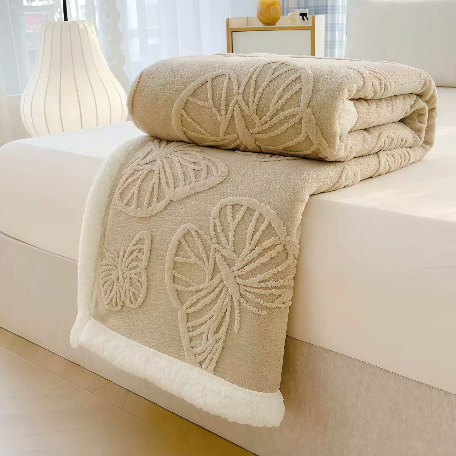 Плед , Кашемир, 230 см х 200 см однотонный бабочка Многофункциональное одеяло гобелен