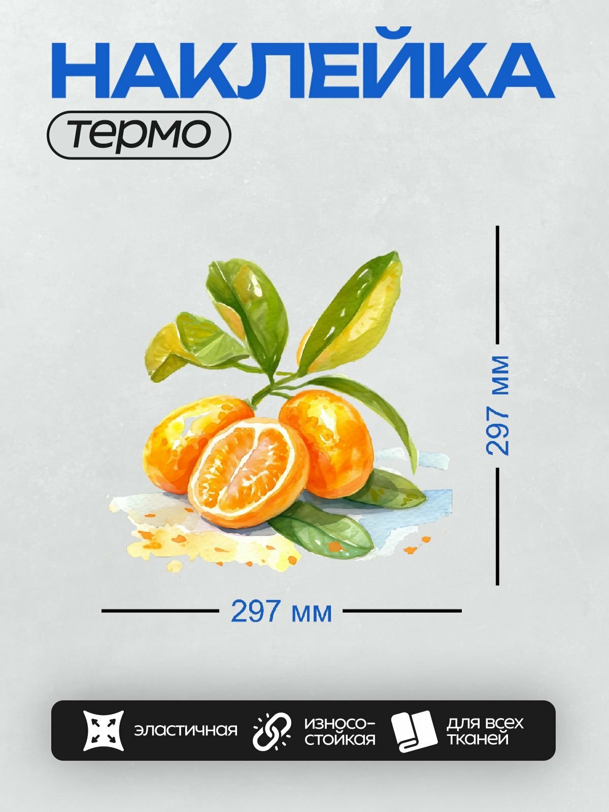 Термонаклейка PrintyFull на одежду DTF / Яркие апельсины с листьями