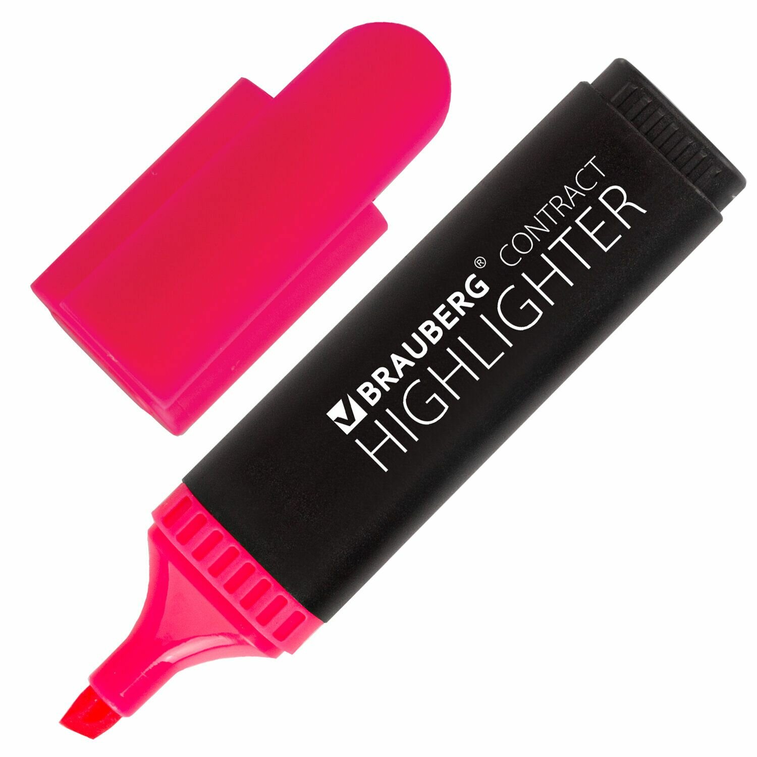 Текстмаркер Brauberg "Contract", классический, скошенный наконечник 1-5 мм, розовый (150392)