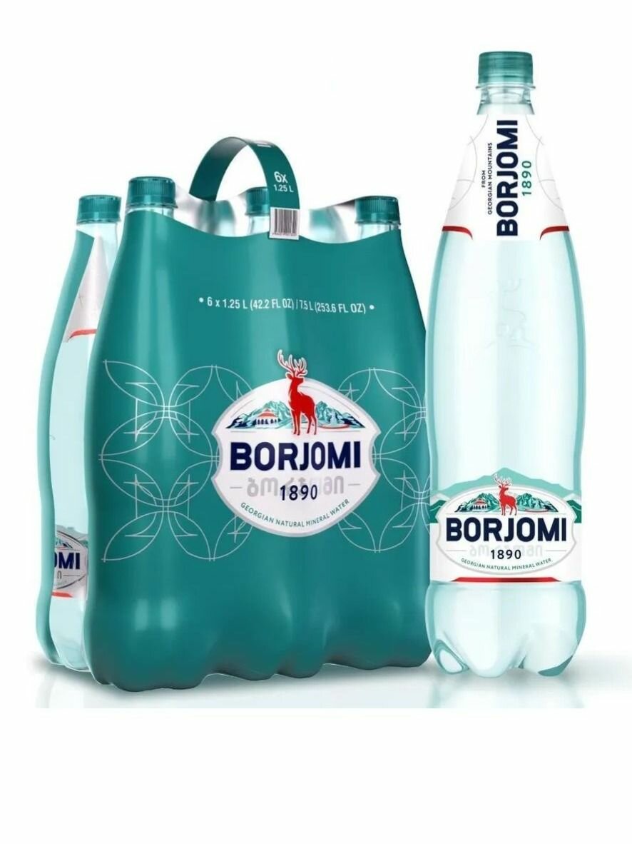 Вода Borjomi природная минеральная, 6 шт по 1,25 л