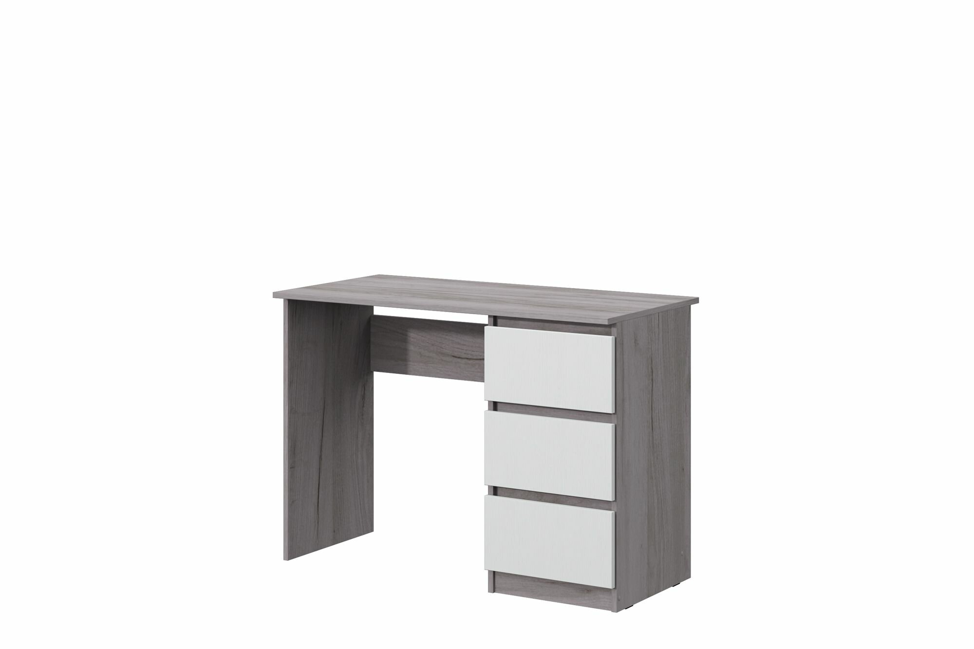 Стол письменный МС "Соната" Цвет Дуб Крафт Серый, Белый Текстурный, ширина 110см, большой, ученический, длинный, с ящиками