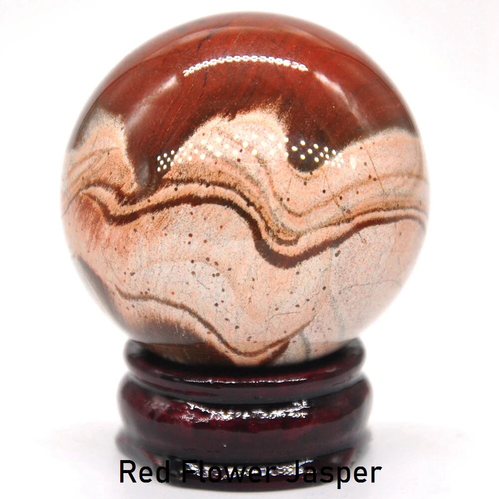 Сфера из драгоценных камней 40 мм Коричневый, Red Flower Jasper