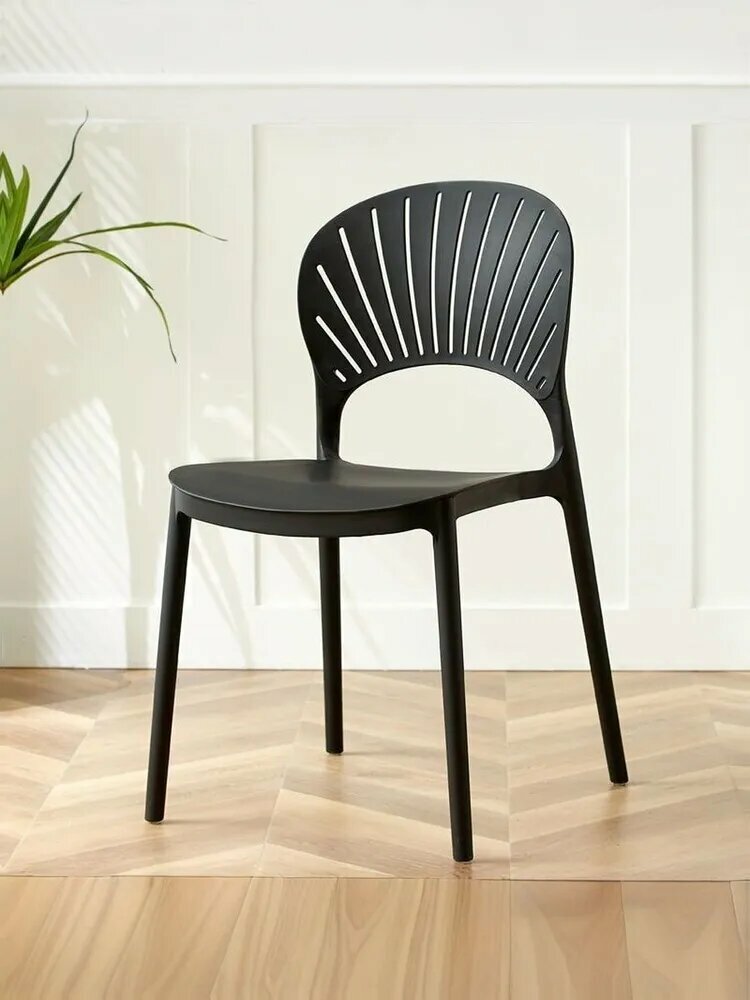 Стул, пластик, скандинавский стиль, чёрный, без подлокотников, 35x37x79 см