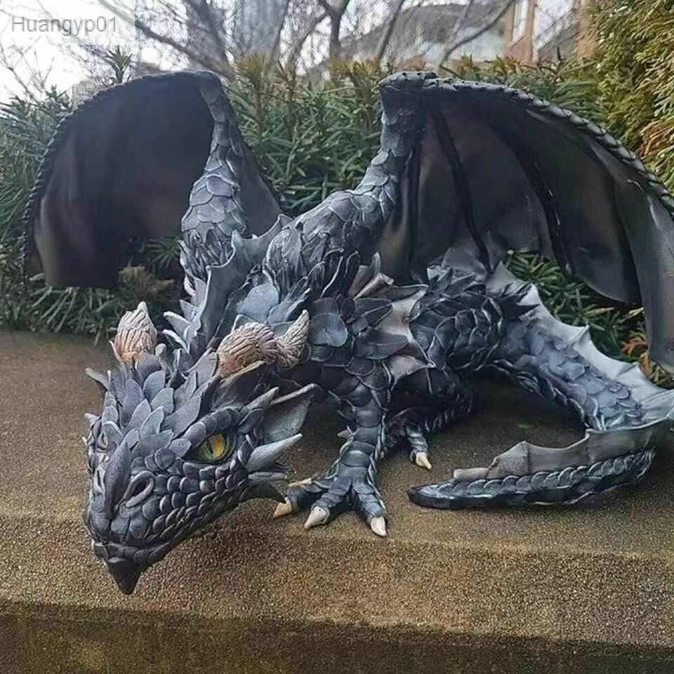 Big Squatting Dragon Sculpture Большая статуя крадущегося дракона Hyp01