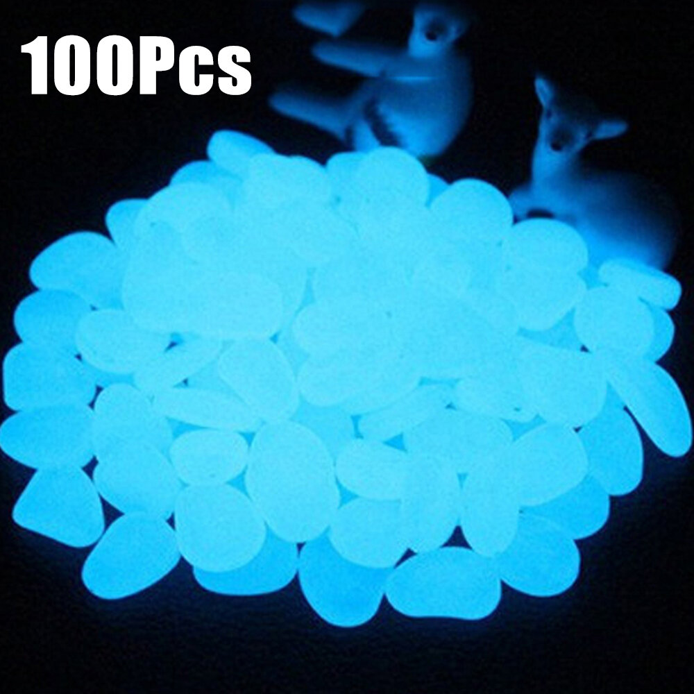 100pcs люминесцентные камни для садовых дорожек, аквариумов, декора растений, цвет: разноцветный, белый, голубой, зеленый, желтый, розовый, размер упаковки: 115*110*110мм, вес упаковки: 205г