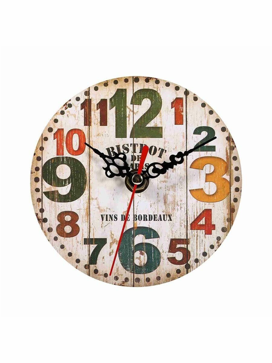 Винтажные деревянные круглые часы, украшение для домашнего офиса, настенные часы в античном стиле (#3)