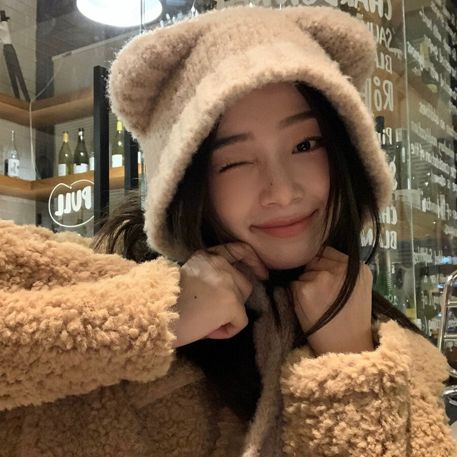 Шарф и шапка, интегрированные осенне-зимним теплым плюшевым толстым искусственным мехом кролика, милая защитная шапка для ушей, защита от холода, шарф на шею с капюшоном