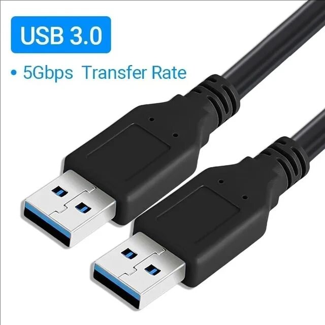 Удлинительный кабель USB 3.0 «папа-папа» USB3.0 2.0 Удлинитель USB A Высокоскоростная передача данных для жесткого диска Радиатор 0.5M, USB 3.0 Black