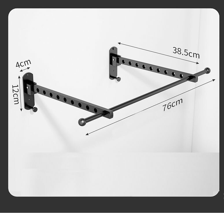 Вешалка трансформер 3в1 MyPads, вешало для одежды, торговое оборудование, рейл настенный для одежды, ширина 76см, черный матовый-ROMIKY