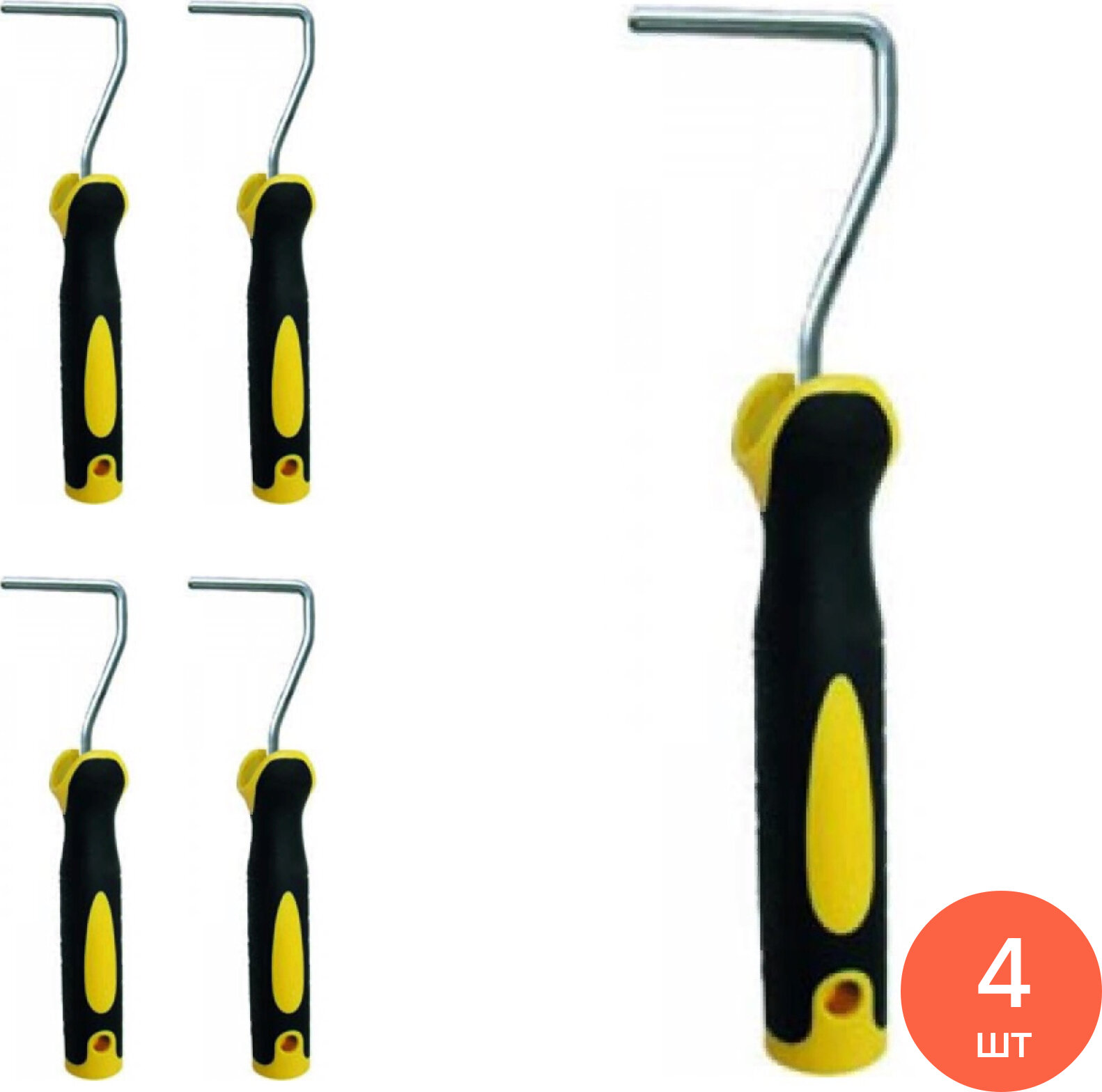 Ручка для валика 888 бюгель мини хромированная из металла, резины и пластика, диаметр 6мм, длина 190мм / строительство и ремонт (комплект из 4 шт)