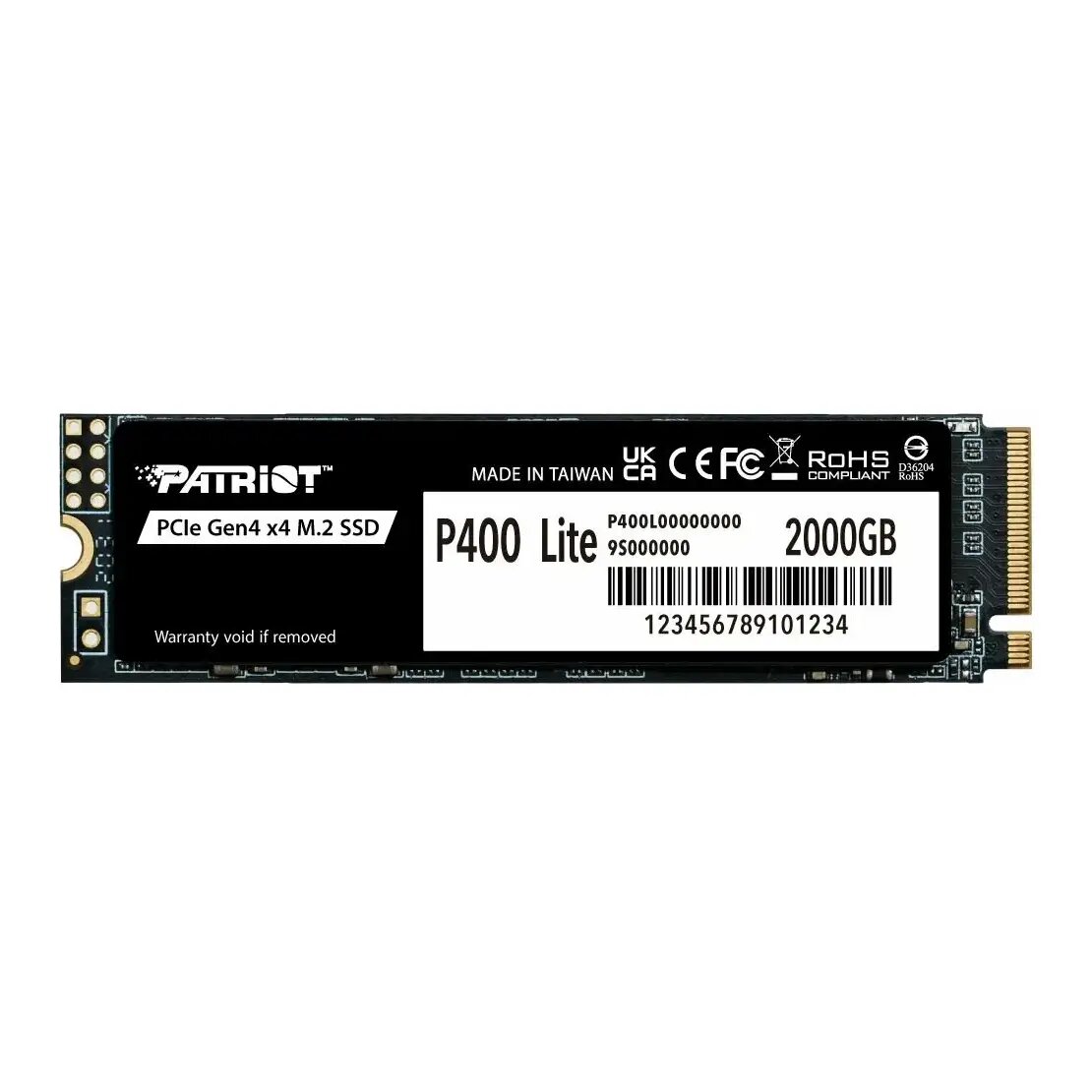 Внешний SSD Patriot PCIe 4.0 x4 2TB (P400LP2KGM28H) P400 Lite M.2 2280 черный