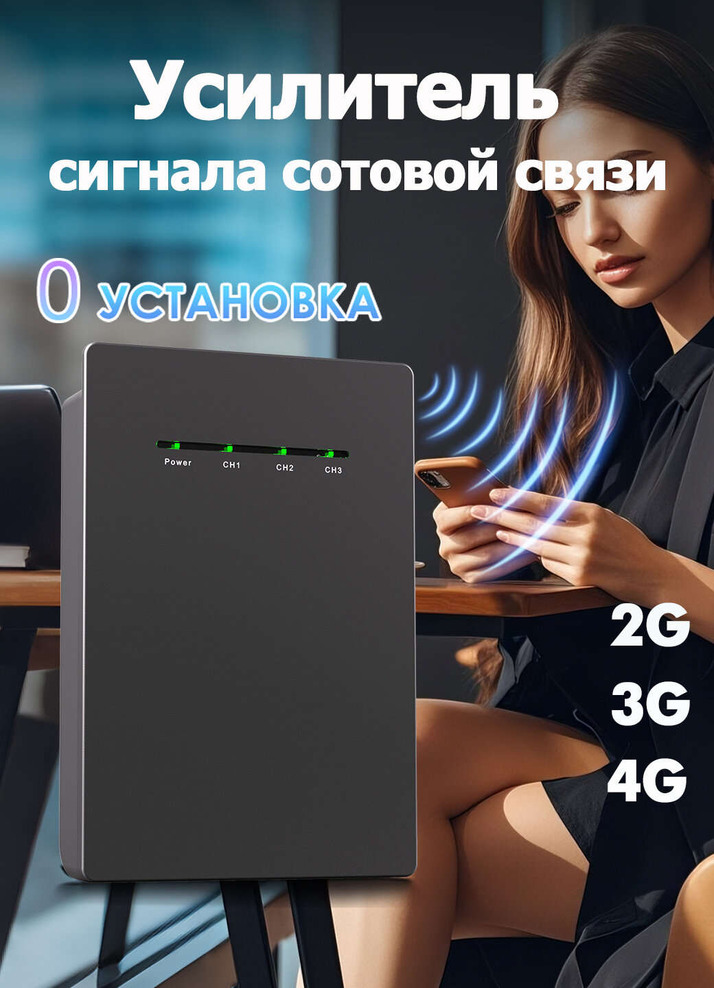 Усилитель сотовой связи и интернета 2G 3G 4G. Полный комплект с репитером