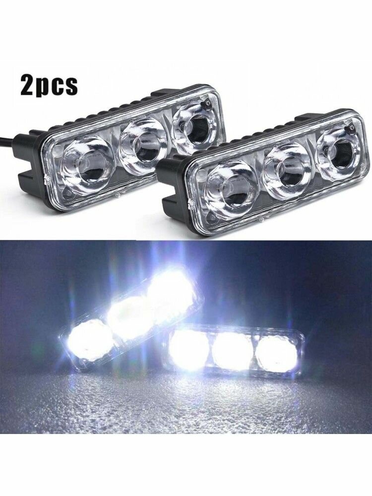 Огни дневные ходовые, Светодиодная, 2 шт, арт. 2x 3LED сверхяркий белый дневной ходовой свет (ДХО) для автомобиля высокой мощности