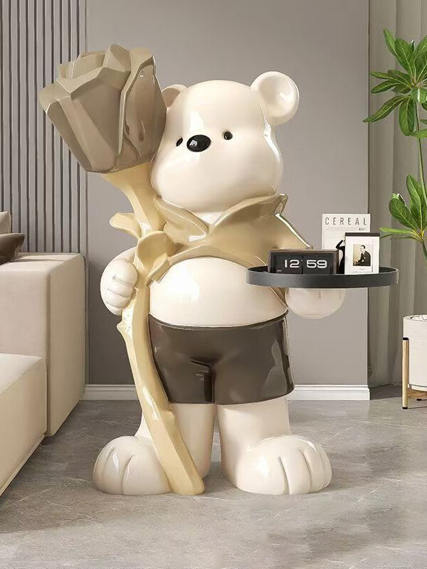 Креативный журнальный столик с цветочным рисунком медведя, современный минималистичный декоративный журнальный столик