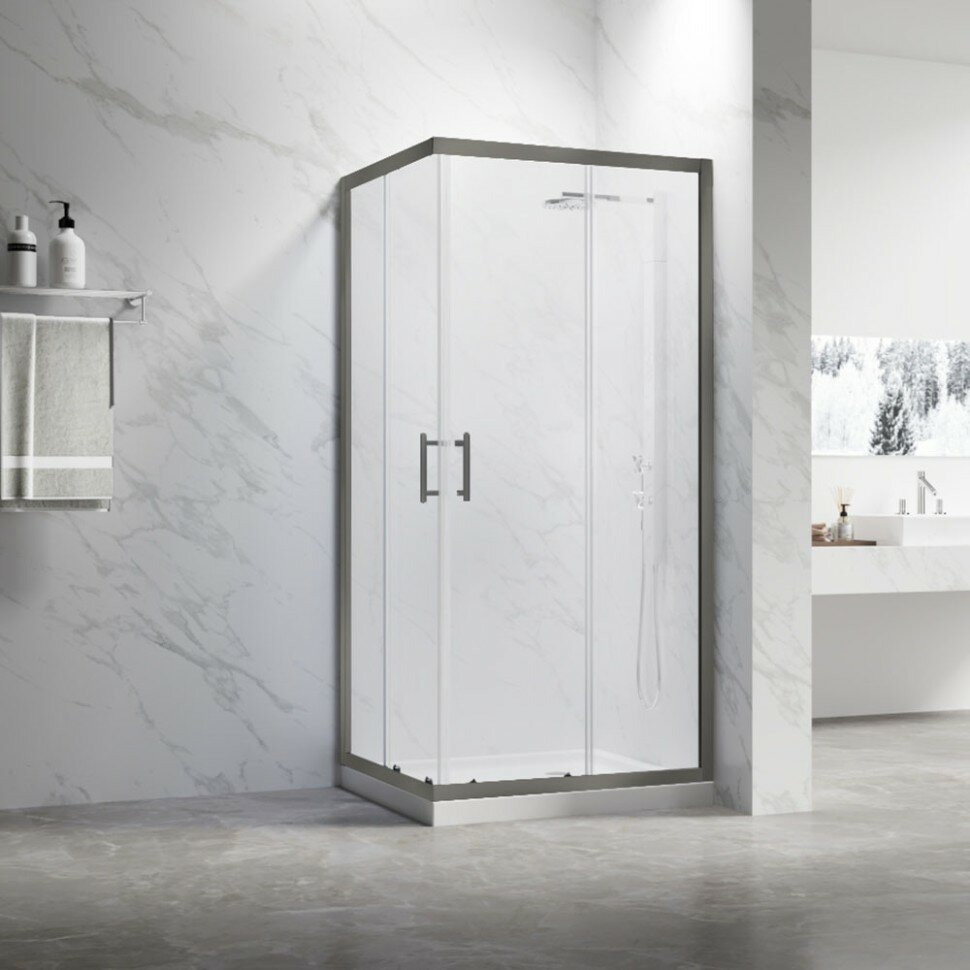 Душевой угол Veconi Rovigo RV-27GM, 1200x800x1900, оружейная сталь, прозрачное стекло