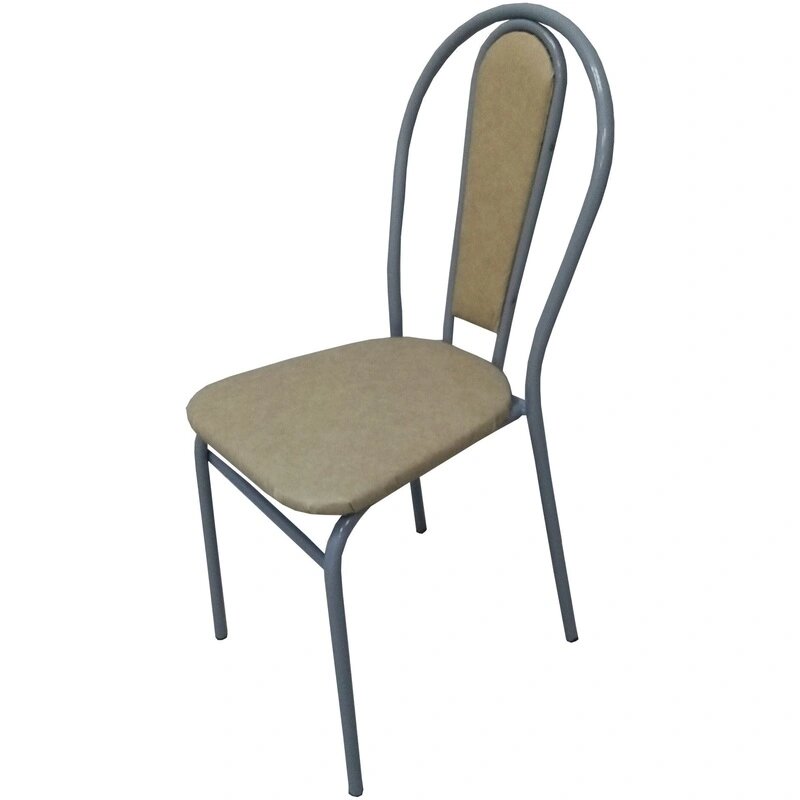 Стул металлический с мягкой спинкой титан-бежевый 4353