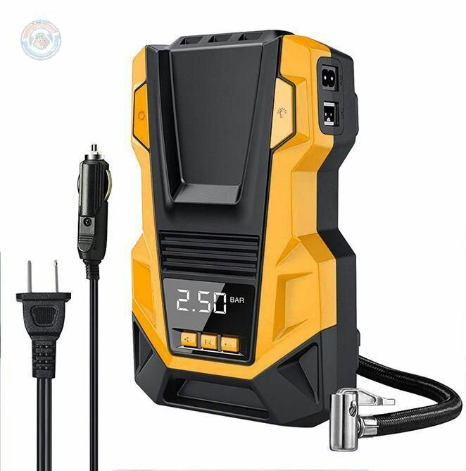 Автомобильный насос EAFC AC/DC с цифровым манометром для быстрой накачки шин 12V и 220V портативный компрессор двойного питания