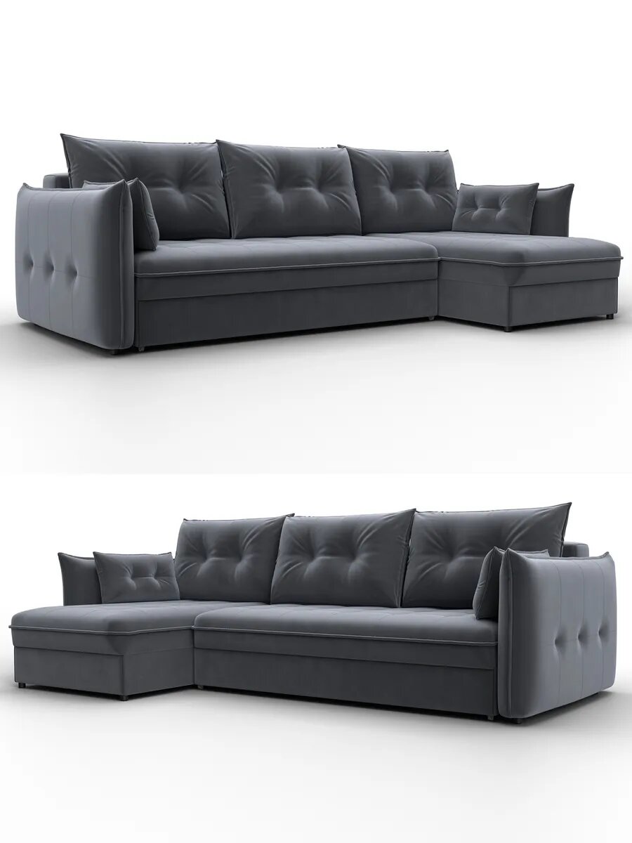 Диван угловой Стайл, 270x94x163 см, угол универсальный, с ящиком для белья, велюр