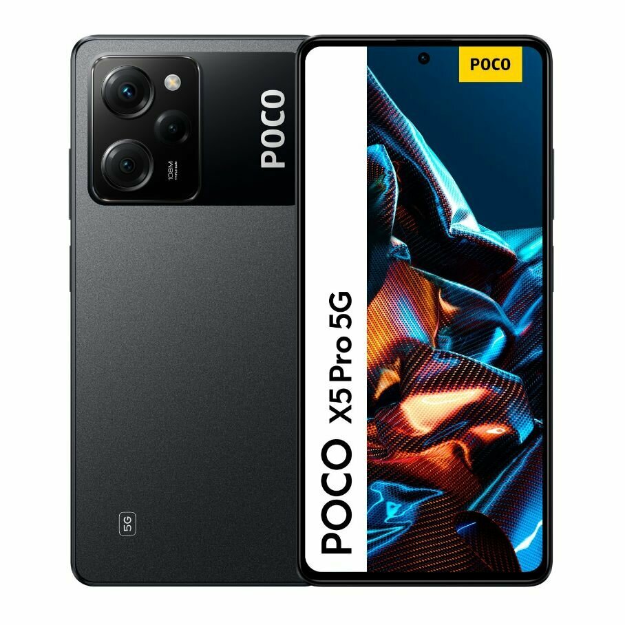 6,67" Смартфон POCO X5 Pro 5G 256 ГБ (X5 PRO 5G) черный - 8 х 2,4 ГГц, 8 ГБ, 2 Nano-SIM, AMOLED, 2400x1080, 108 Мп, 5G, 5000 мА*ч