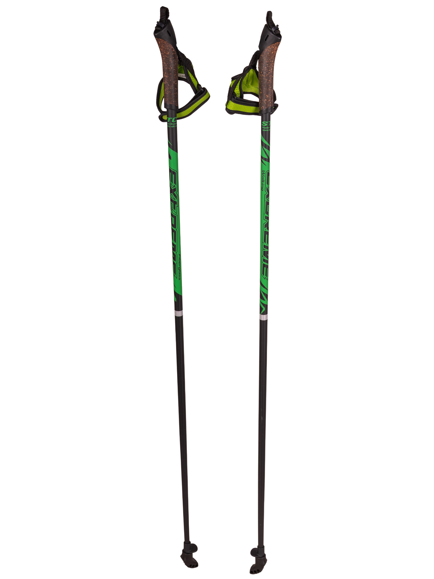 Палки для скандинавской ходьбы STC Extreme Green 100% стекловолокно, 120