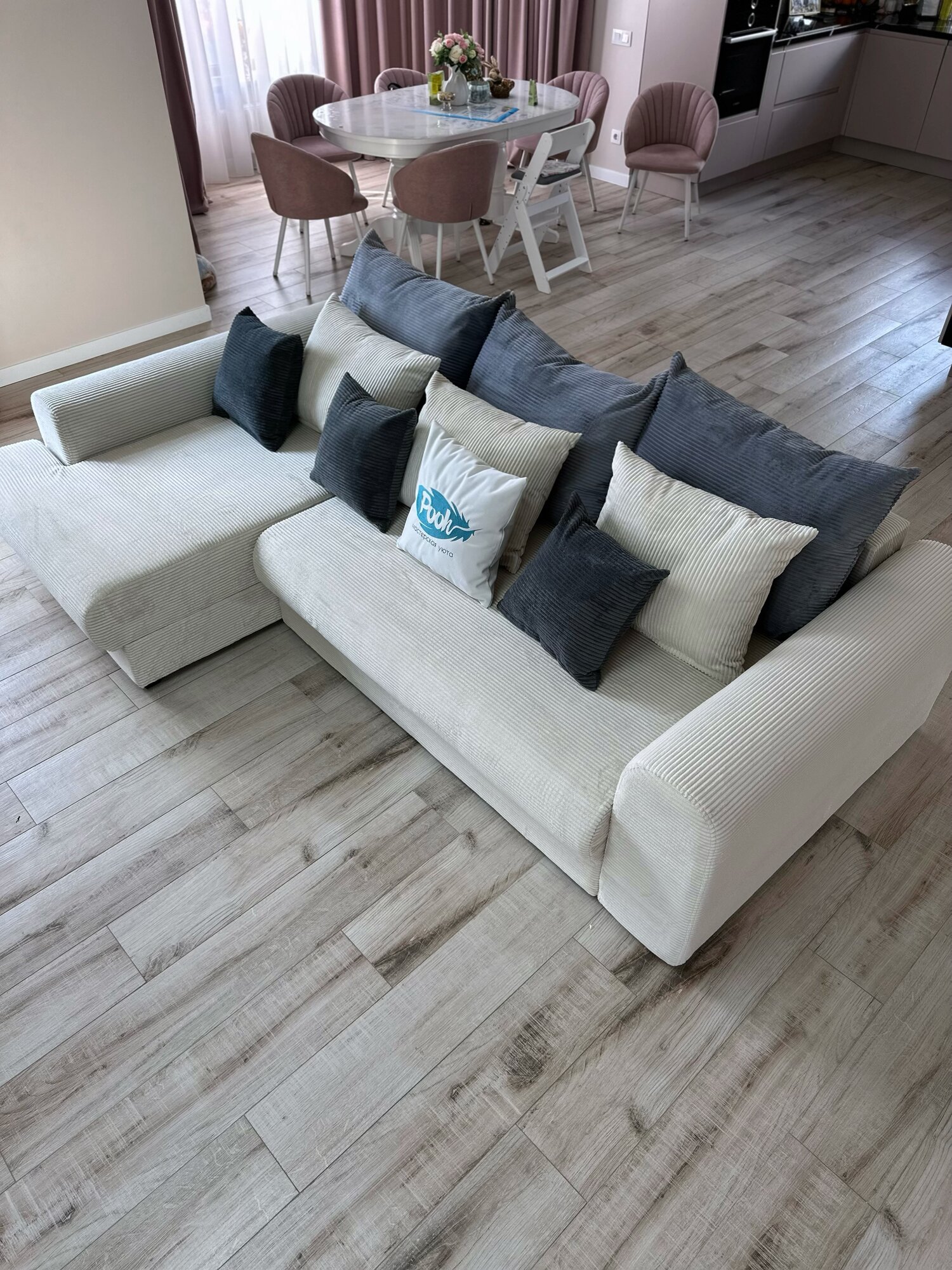 Pooh Диван-кровать угловой Медисон Cilium Bone, еврокнижка бежевый