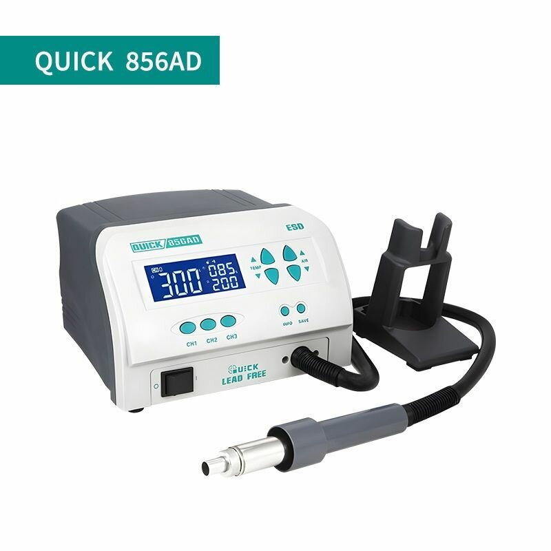 Бессвинцовая термовоздушная паяльная и демонтажная станция QUICK 856AD с регулировкой температуры
