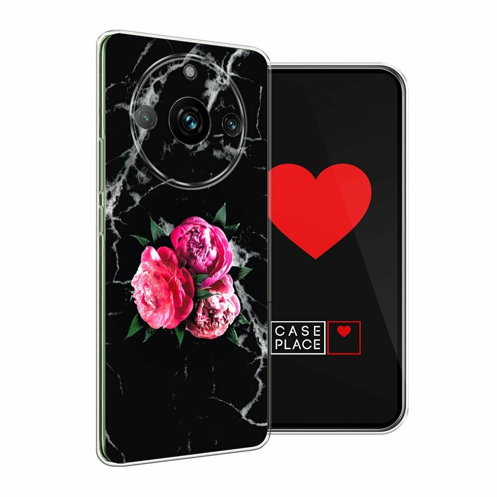 Чехол на Realme 11 Pro / Реалми 11 Про с принтом "Букет на черном мраморе" — фото 1