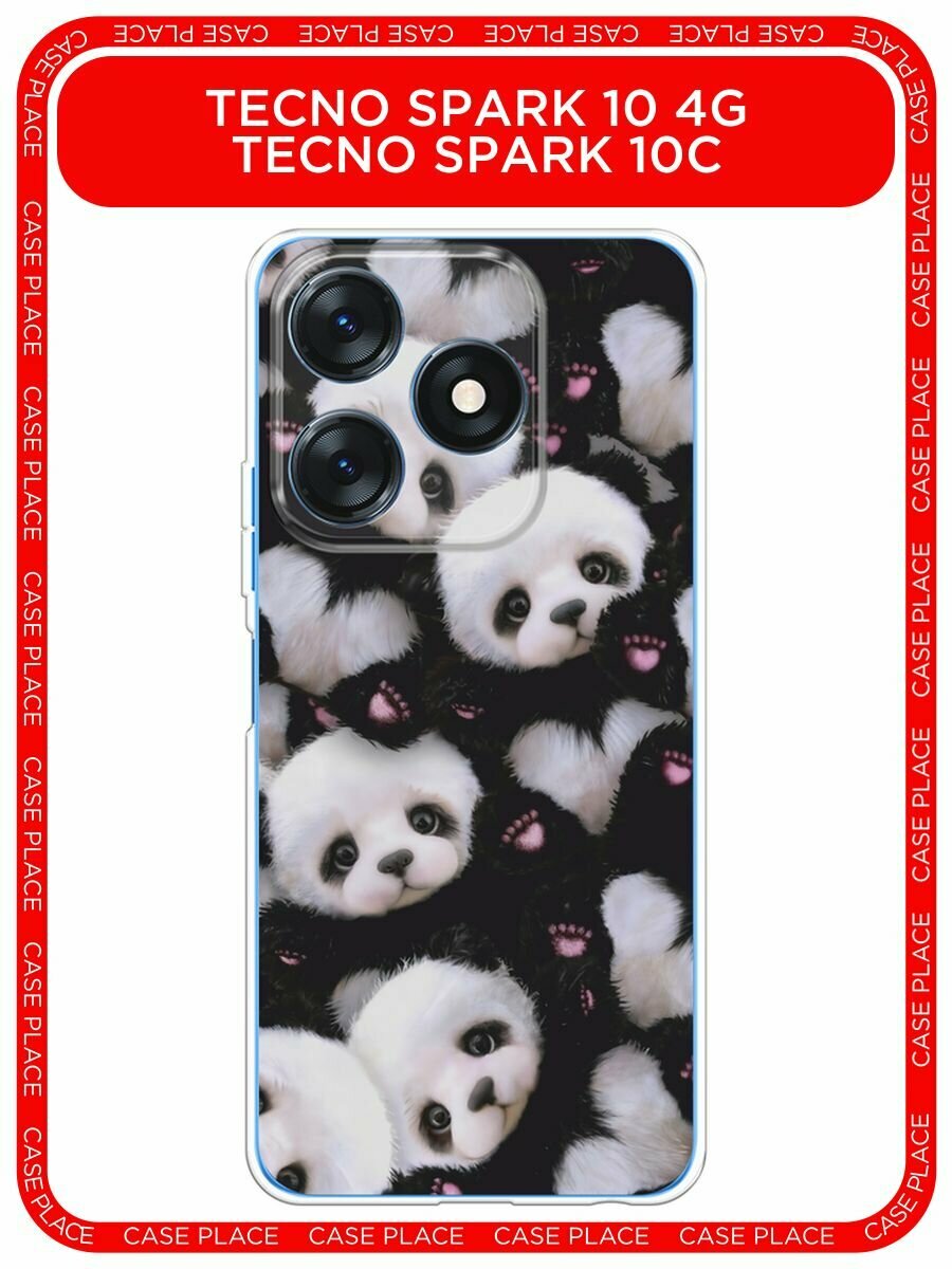 Чехол на Tecno Spark 10/10C / Текно Спарк 10/10С с принтом "Море панд"