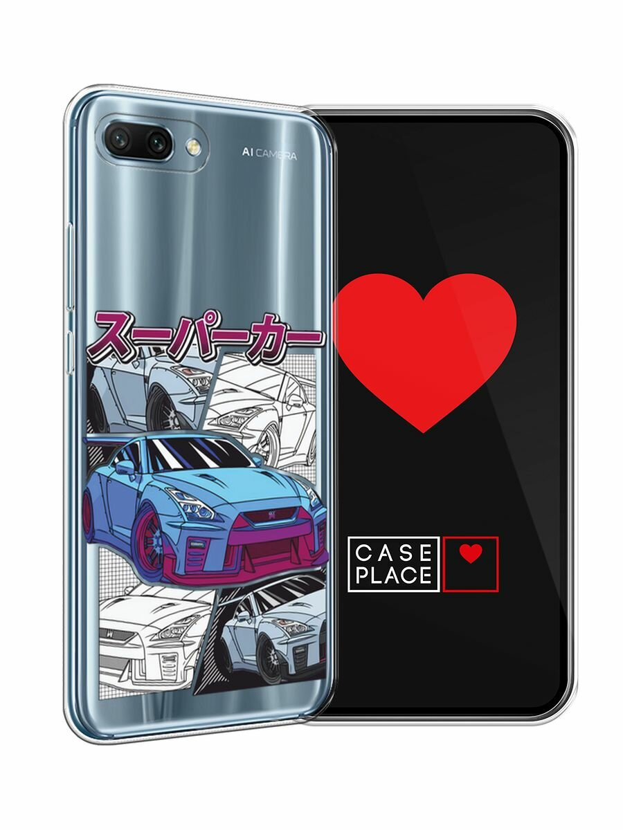 Чехол на Honor 10 / Хонор 10 с принтом "JDM коллаж", прозрачный — фото 1