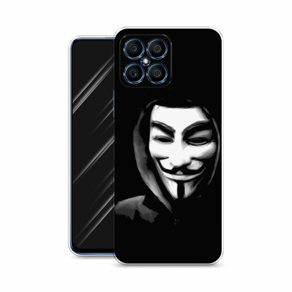 Силиконовый чехол на Honor X8 / Хуавей X8 с принтом "Анонимус" — фото 1