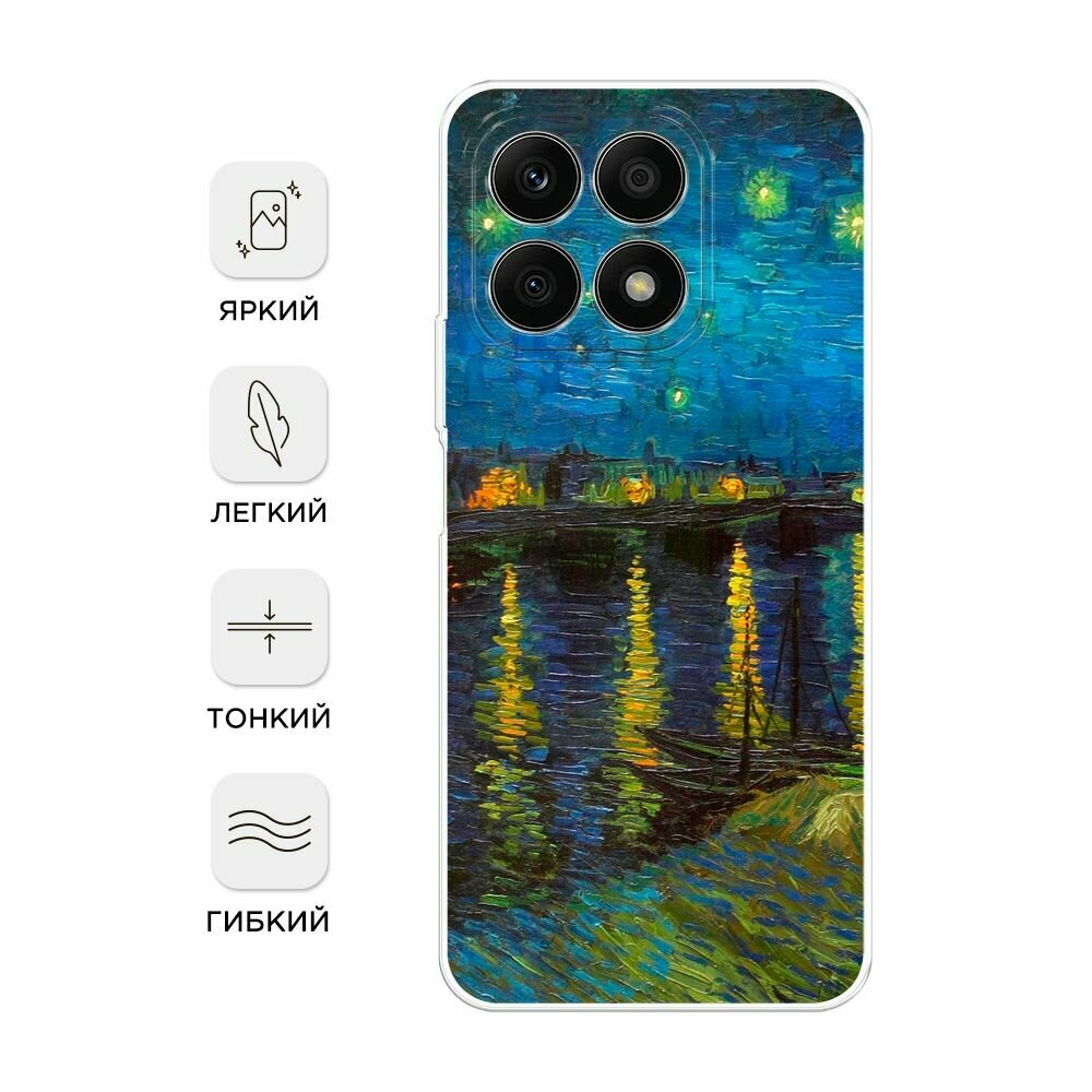 Силиконовый чехол на Honor X8A / Хонор X8A с принтом ночь над Роной — фото 1