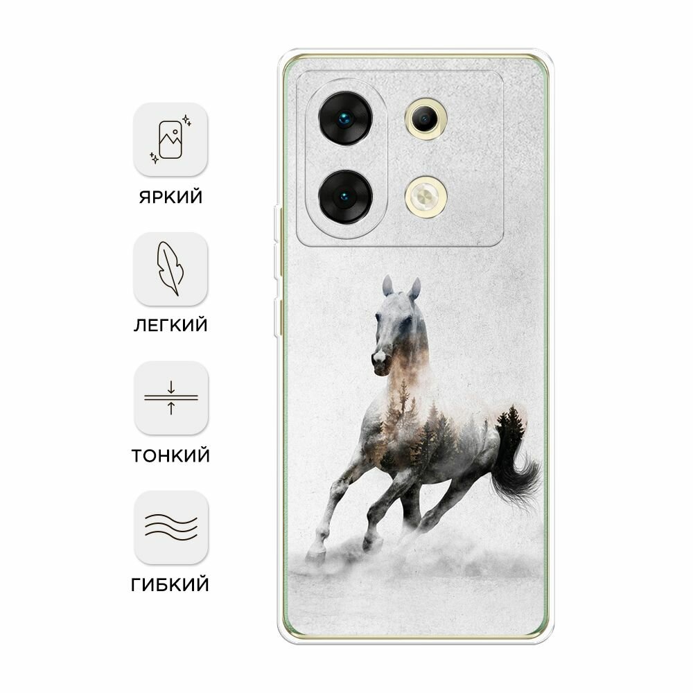 Чехол на Infinix Zero 30 5G / Инфиникс Зеро 30 5G с принтом "Лошадь лес" — фото 1