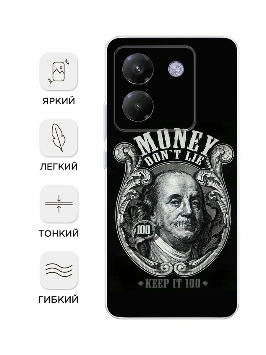 Силиконовый чехол на Poco M7 Pro / Поко М7 Про с принтом Money dont lie — фото 1
